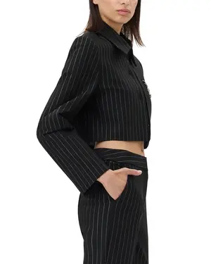 GANNI Striped Crop Blazer