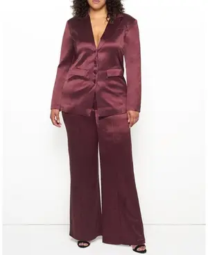 AS By DF Collins Satin Boyfriend Blazer - Decadent Wine