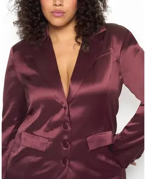 AS By DF Collins Satin Boyfriend Blazer - Decadent Wine