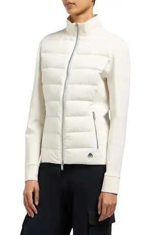 Moose Knuckles Naomi 800-fill-power Down Hybrid Jacket - Plaster