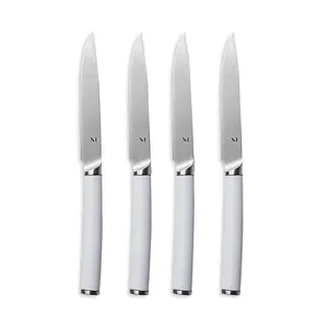 MATERIAL Matte Stainless Steel Set Of 4 Table Knives And Holder - White