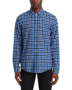 BOSS Cotton Check Slim Fit Button Down Shirt