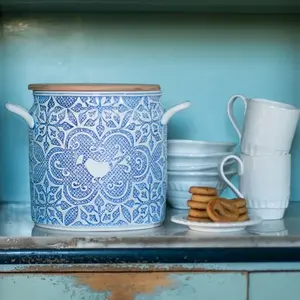 VIETRI Uccello Blu Biscotti Jar
