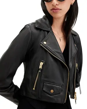 ALLSAINTS Elora Cropped Leather Biker Jacket
