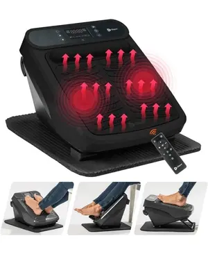 LIFEPRO Foot Massager With Heat For Neuropathy Relief Soothing Calf & Foot Therapy - Black
