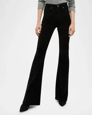 Veronica Beard Beverly Flared Velvet Jeans - Black