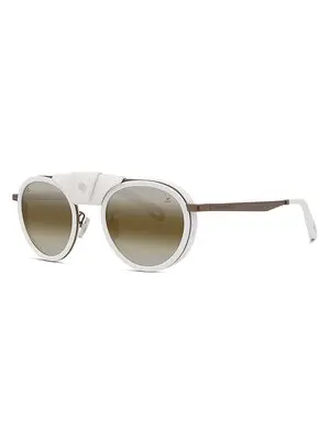 Vuarnet Glacier 01 52mm Round Sunglasses - Green Mirror White