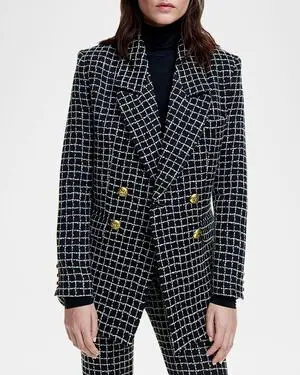 Smythe Grid Tweed Double-breasted Blazer