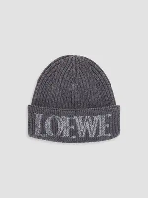 Loewe Logo Wool Beanie - Grey