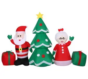 FRASER HILL FARM 7.5-ft. Wide Prelit Tree/santa And Mrs. Claus - One-color