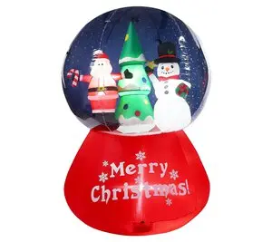 FRASER HILL FARM 6' Tall Prelit Santa And Snowm An Snow Globe - One-color
