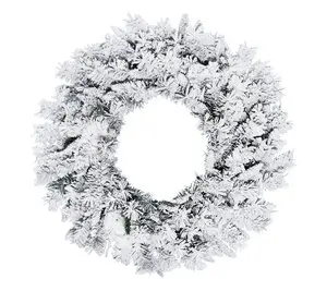 CHRISTMAS TIME 24-in. White Pine Snowy Wreath - One-color