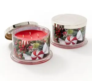 HOMEWORX BY SLATKIN + CO. S/2 18oz Peppermint Wreath Candles - One-color