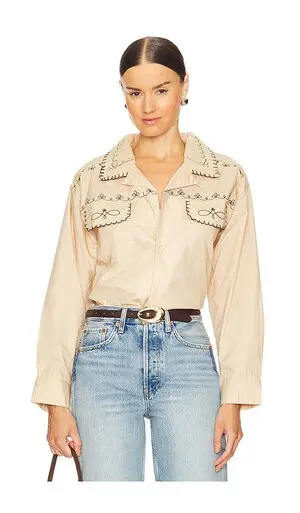 FOUND X Embroidered Button Up Shirt