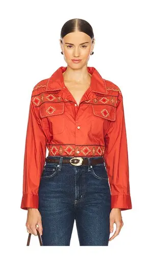 FOUND Embroidered Button-up Shirt