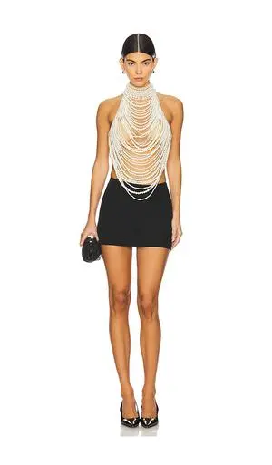 Retrofete Elsie Pearl Embellished Halter Neck Top
