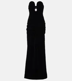 Carolina Herrera Ruched Velvet Bustier Gown - Black