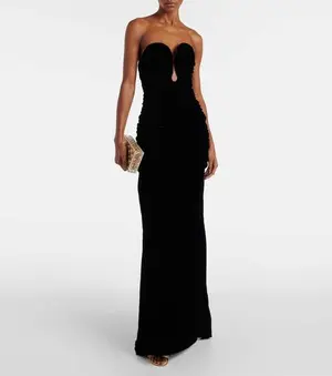 Carolina Herrera Ruched Velvet Bustier Gown