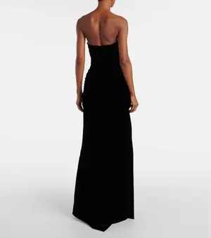Carolina Herrera Ruched Velvet Bustier Gown