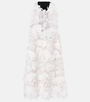 Oscar De La Renta Floral Guipure Lace Minidress - White