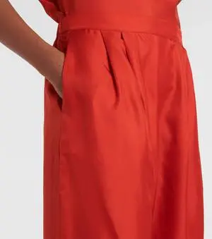 Asceno Isola Silk Twill Wide-leg Pants - Burgundy