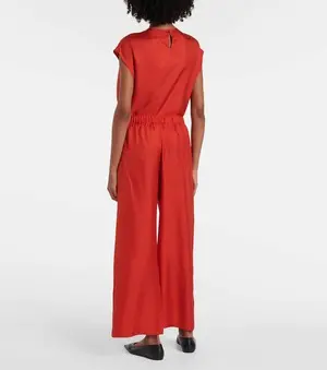 Asceno Isola Silk Twill Wide-leg Pants - Burgundy