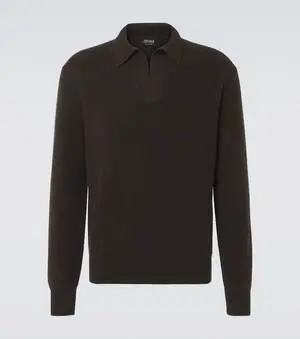 Zegna Cashmere Polo Sweater - Brown