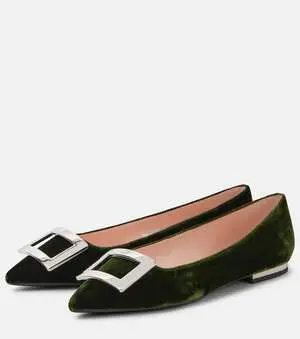 ROGER VIVIER Faux Fur-trimmed Ballet Flats