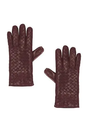 Bottega Veneta Intrecciato Leather Gloves - Garnet