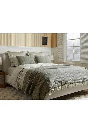 PARACHUTE Linen Box Quilted Sham Set - Moss