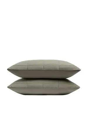 PARACHUTE Linen Box Quilted Sham Set - Moss