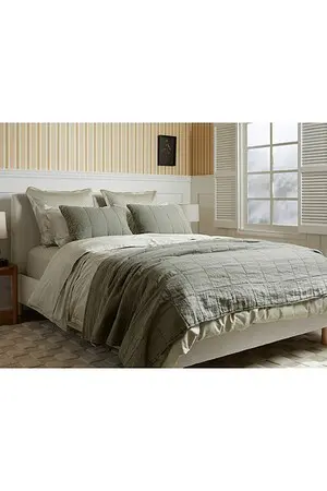 PARACHUTE Linen Box Quilted Sham Set - Moss