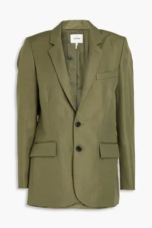 FRAME Cotton And Linen-blend Twill Blazer - Army Green