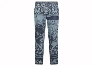 Dolce & Gabbana Loose Fit Carretto Patchwork Print Jeans - Blue