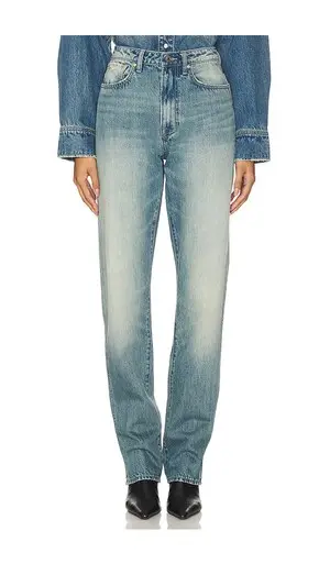 GRLFRND Sara Super High-rise Straight Jeans In Medium Wash