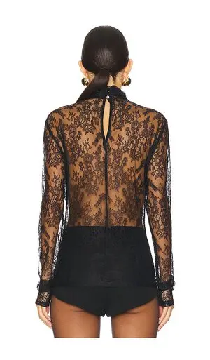 Nbd Norel Lace Turtleneck Top - Black