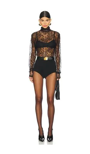 Nbd Norel Lace Turtleneck Top - Black