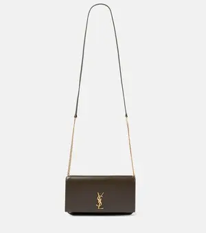 Saint Laurent Cassandre Leather Phone Pouch - Grey