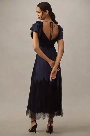 blue halter neck long dress Black Lace Overlay Dress – Inversion.thrift main image 0