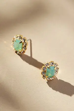 THE PINK REEF Crystal Petite Stud Earrings - Light Green