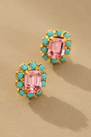 THE PINK REEF Crystal Petite Stud Earrings - Pink Pattern