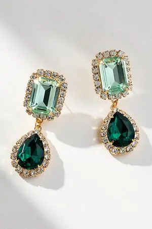 THE PINK REEF Jewel Drop Earrings - Dark Green