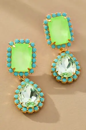 THE PINK REEF Jewel Drop Earrings - Lime