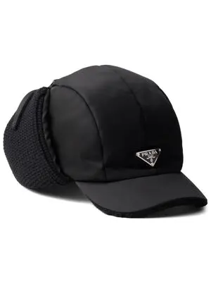 Prada Re-nylon And Wool Trapper Hat - Black