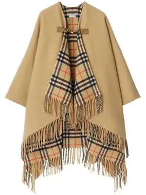 Burberry Check-pattern Wool Cape - Neutrals