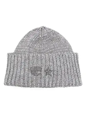 CHIARA FERRAGNI Eye Star-embroidered Beanie - Grey