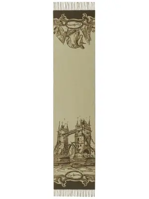 Burberry Tower Bridge Cashmere Scarf - Green