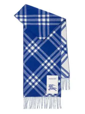 Burberry Check Cashmere Scarf - Blue