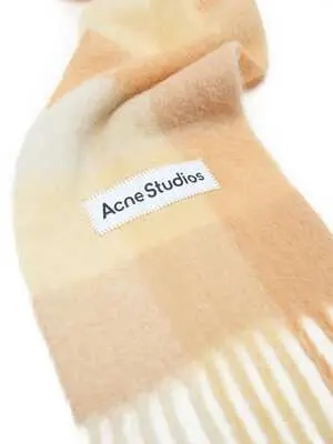 Acne Studios Logo-appliqué Checked Scarf - Neutrals