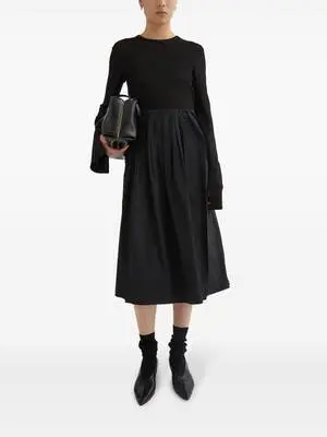 JIL SANDER Pleated Midi Skirt - Black